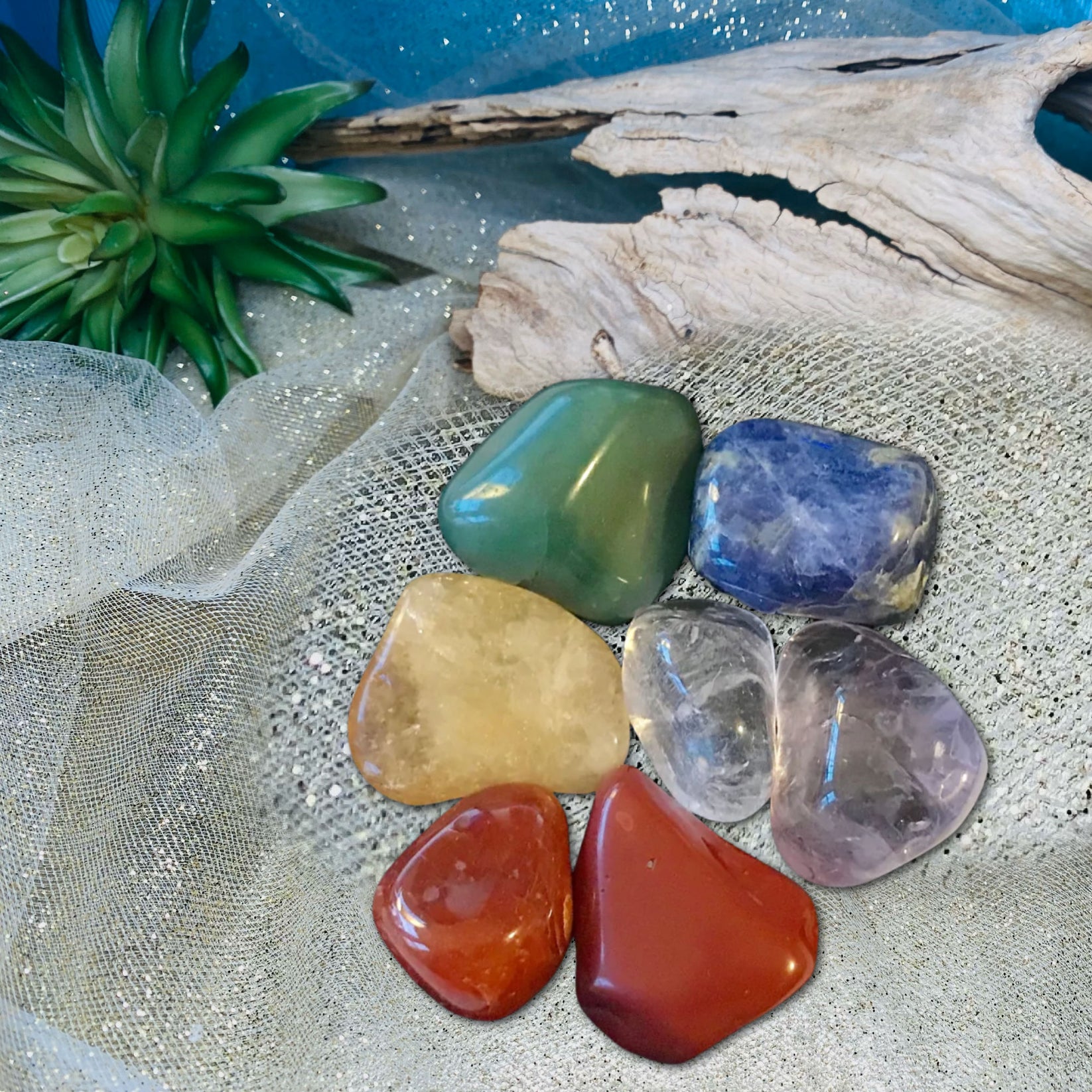 Chakra Crystal Set of 7 Tumbled Crystals to Harmonize, Balance and Ali ...